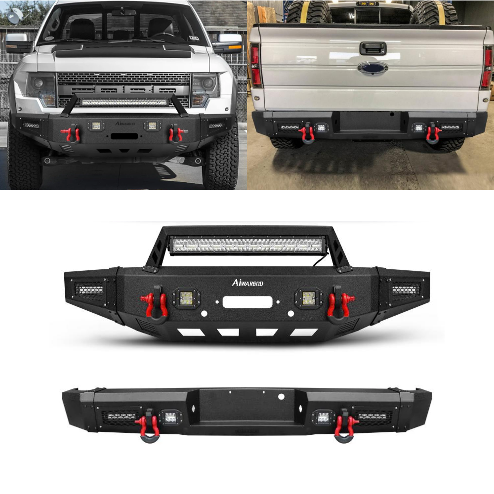 Heavy-duty Steel Front and Rear Bumper for 2010-2014 Ford F-150 SVT Ra